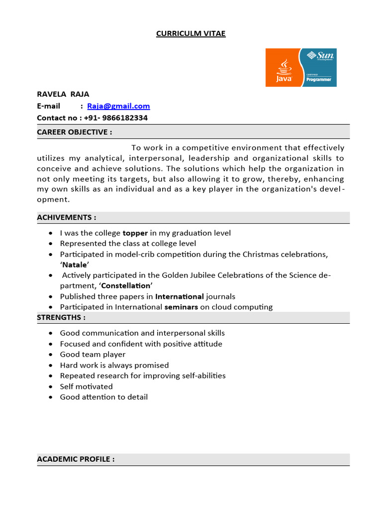Fresher Resume | PDF | Computer Science | Software Engineering