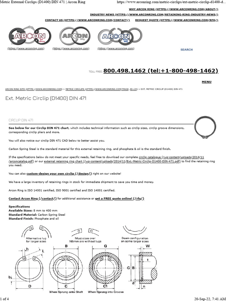External Circlips Size Charts | PDF | Home & Garden
