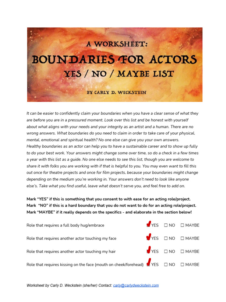 Actor Boundaries Worksheet Updated | PDF | Behavioural Sciences ...