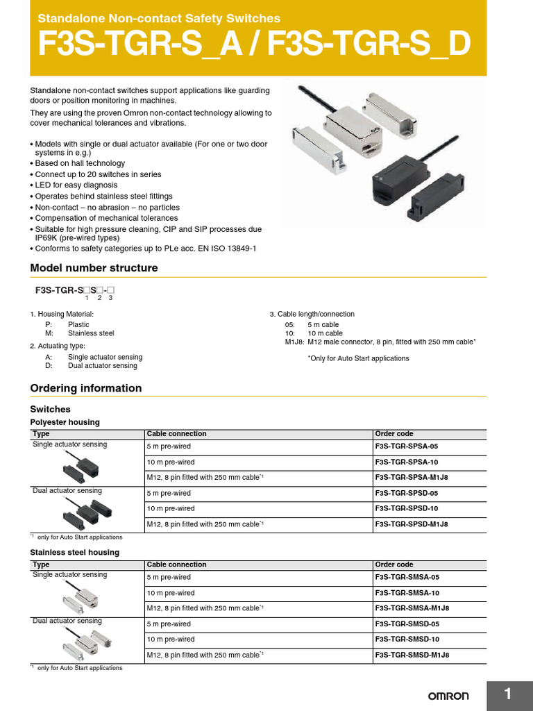 F15e f3s-tgr-s A D Standalone Non-Contact Safety Switches Datasheet en ...
