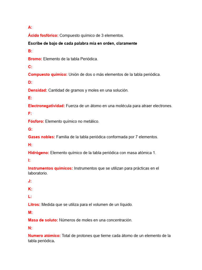 Glosario de Términos Químicos Básicos | PDF