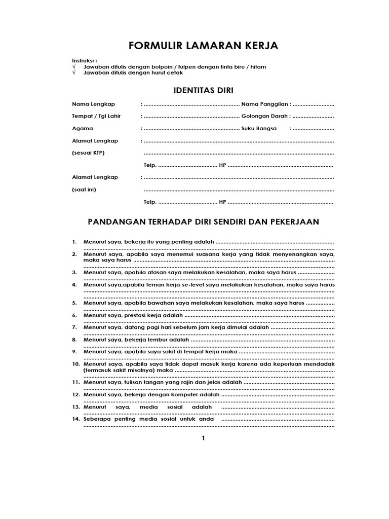 Form-Lamaran-Kerja (Format Baru 2024) | PDF | Karier & Perkembangan