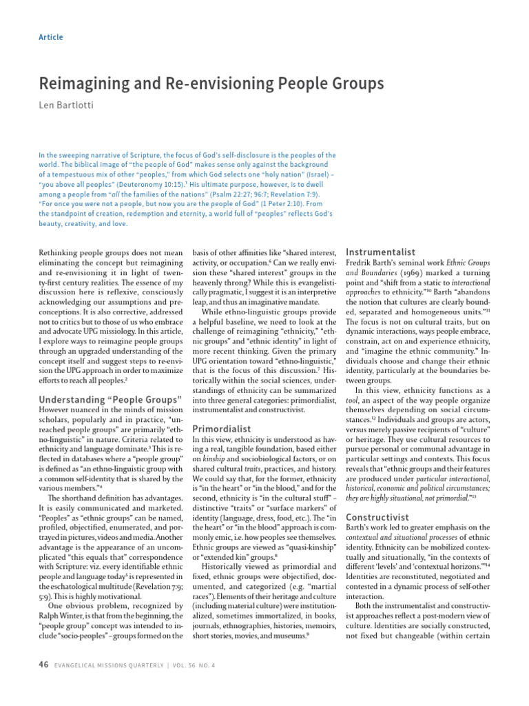 Reimagining and Re-Envisioning People Groups | PDF | Identity (Social ...