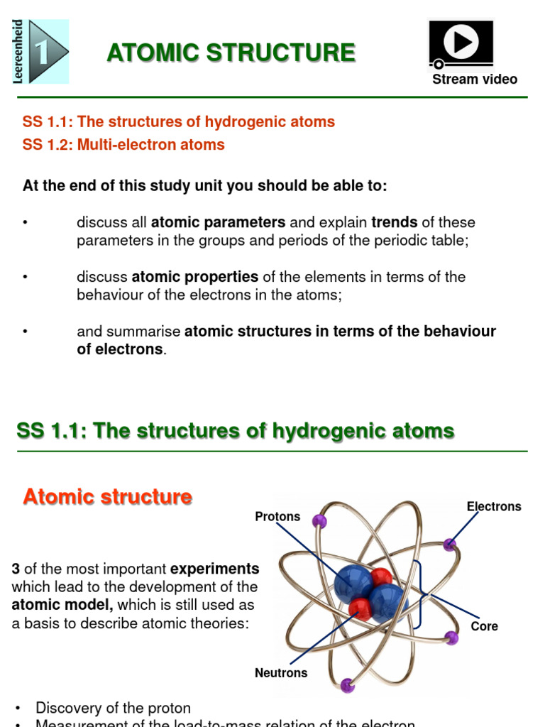 T1 Slides Atomic Structure 20240718 | PDF | Wave Function | Atomic Orbital
