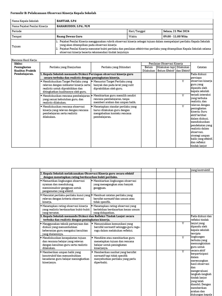 Form B7 Rubrik Siklus Peningkatan Kualitas Praktik Pembelajaran BAHTIAR ...