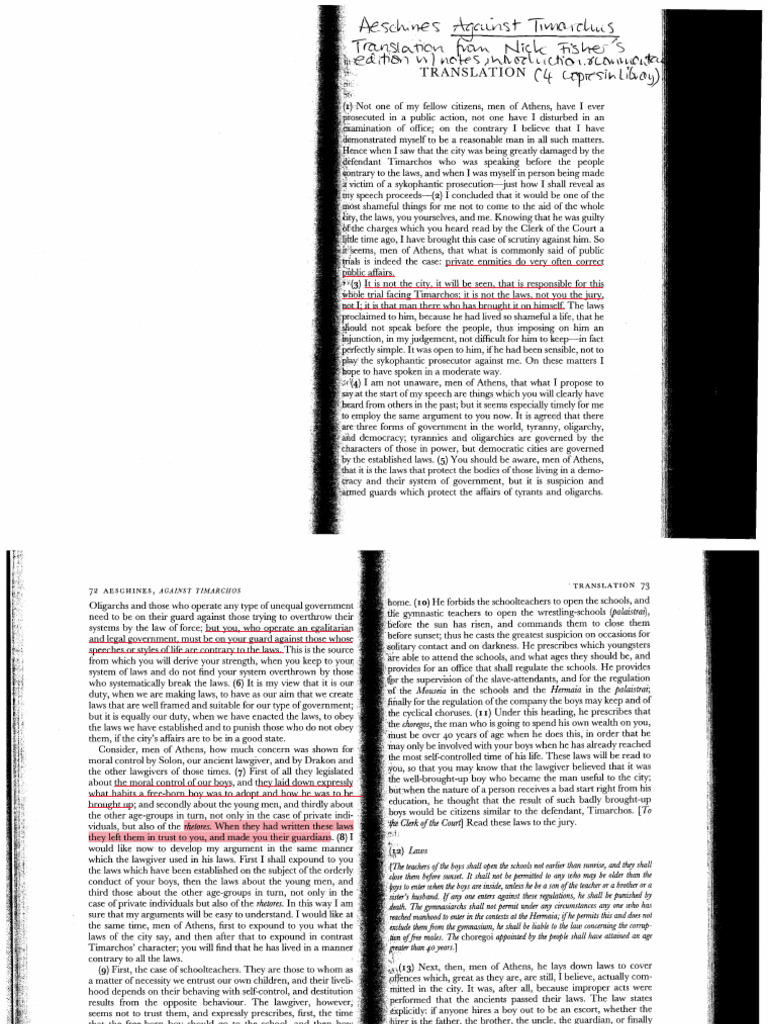Aeschines Against Timarchus-2 | PDF | Testimony | Tyrant