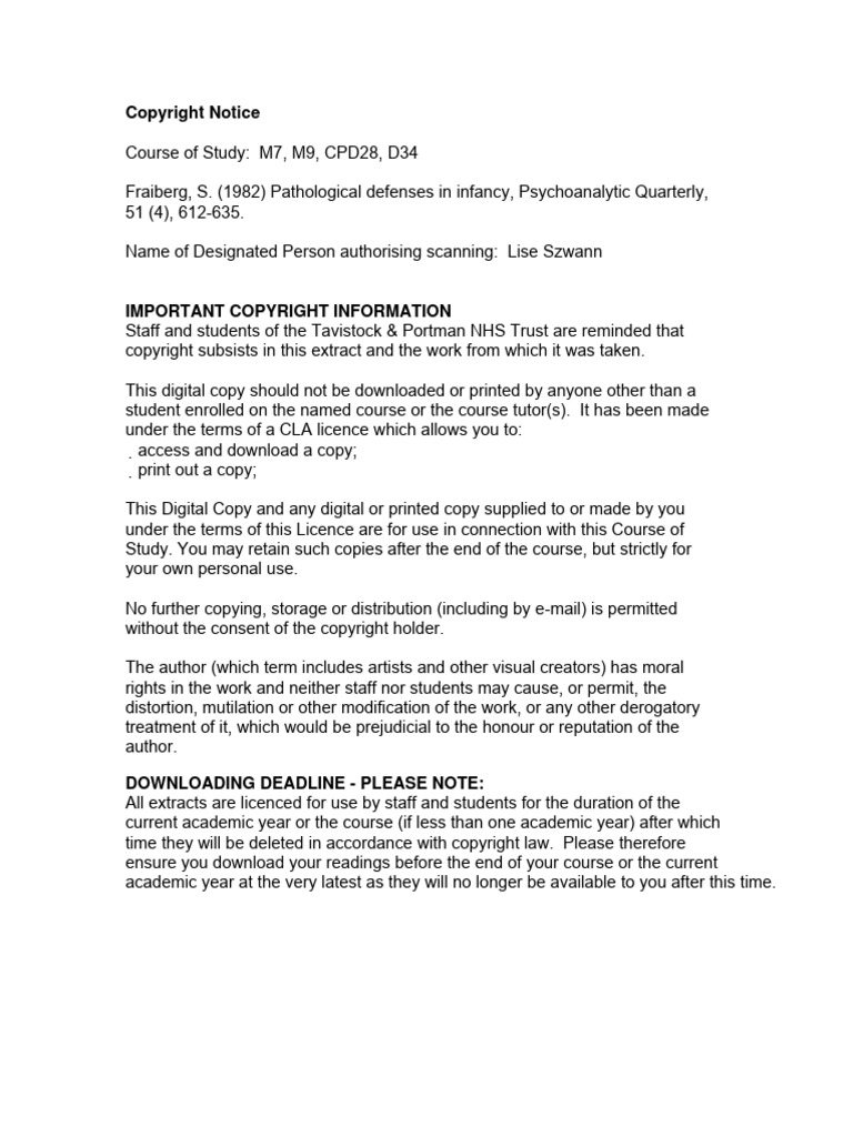 Pathological Defenses in Infancy | PDF | Career & Growth | Art
