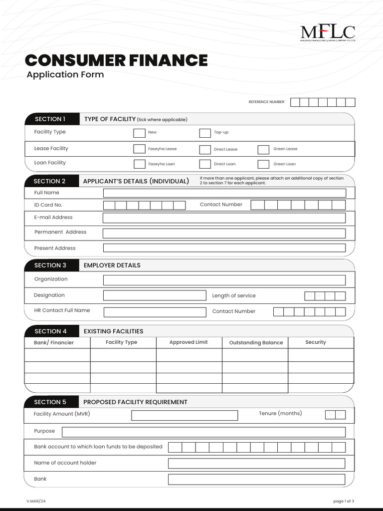 MFLC Loan Application Form | PDF | Loans | Banks
