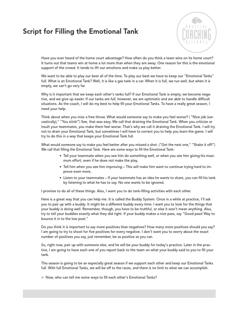 Filling Emotional Tanks for Team Success | PDF