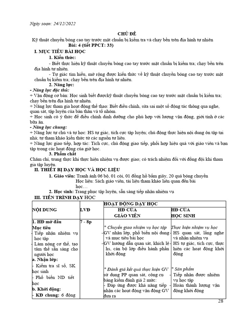 KHBD Bong Chuyen T33 - 34 | PDF