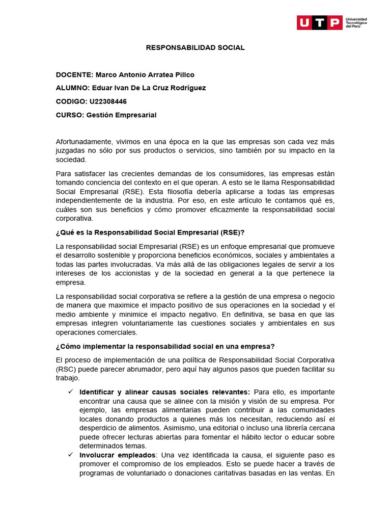 Responsabilidad Social | PDF | Responsabilidad social corporativa | Business