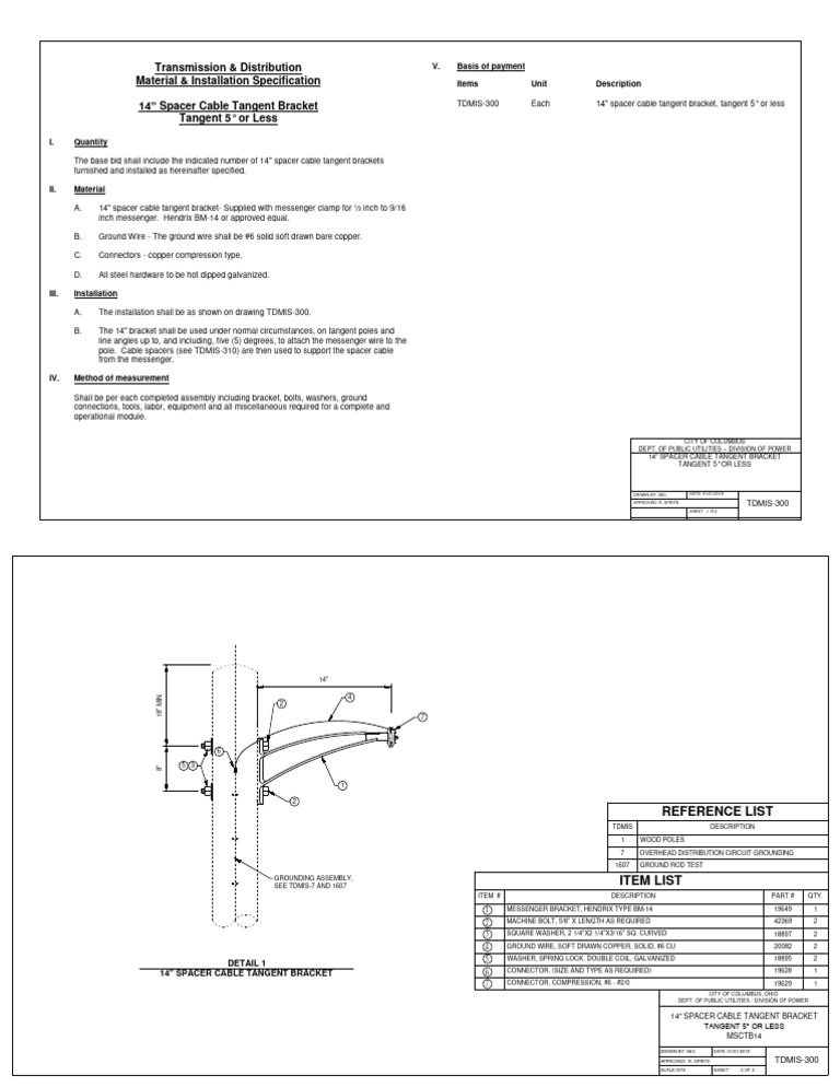 300 - Three Phase - 14-Inch Spacer Cable Tangent Bracket, Tangent and ...