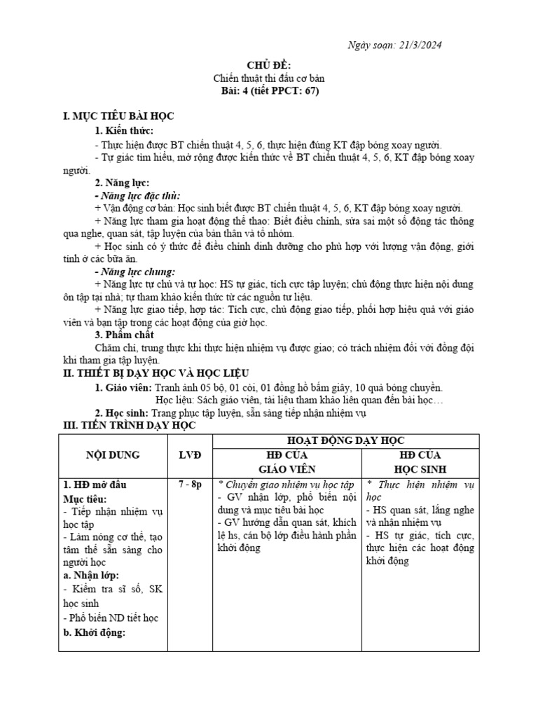 KHBD K11 BONG CHUYEN T67-68 | PDF