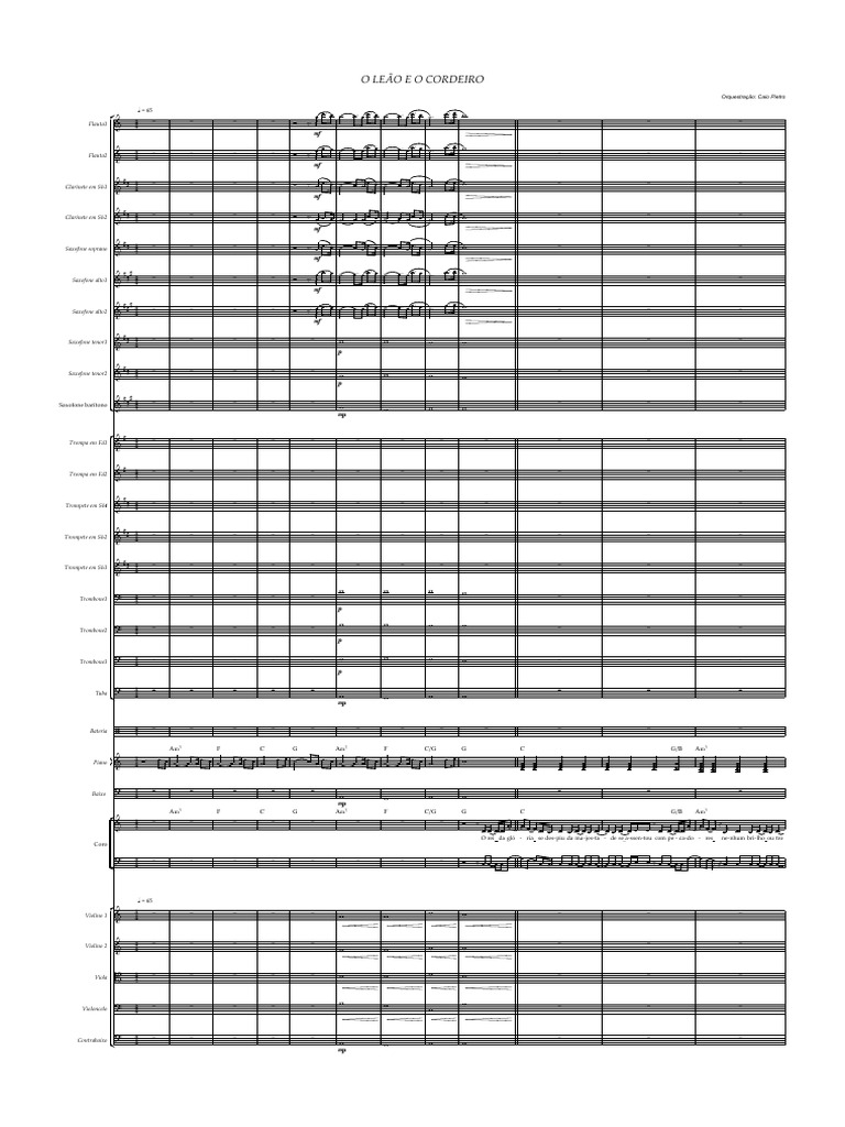 O LeÃo E O Cordeiro Partituras E Partes Pdf