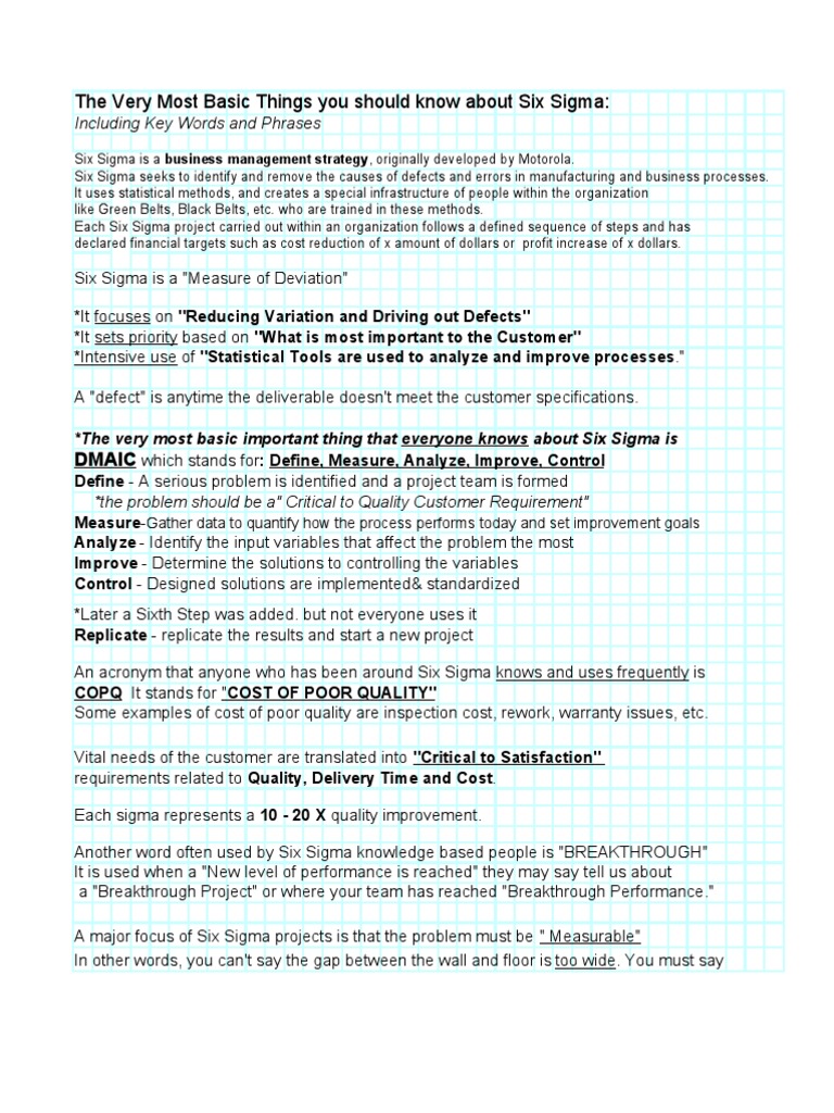Six Sigma Basics Explained | PDF | Six Sigma | Business