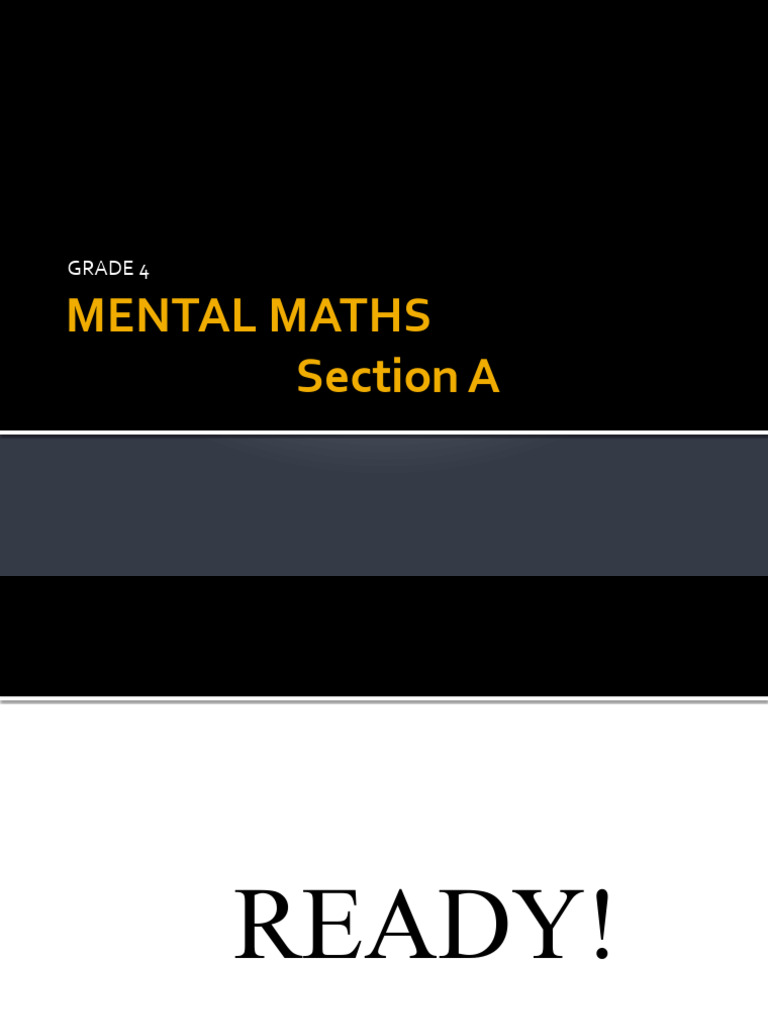 Mental Maths Grade 4 Section A School Level | PDF
