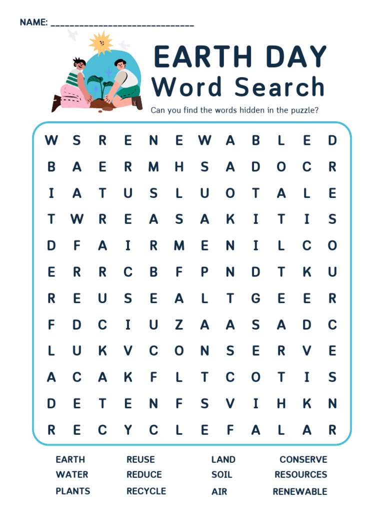 Earth Day Word Search Worksheet | PDF