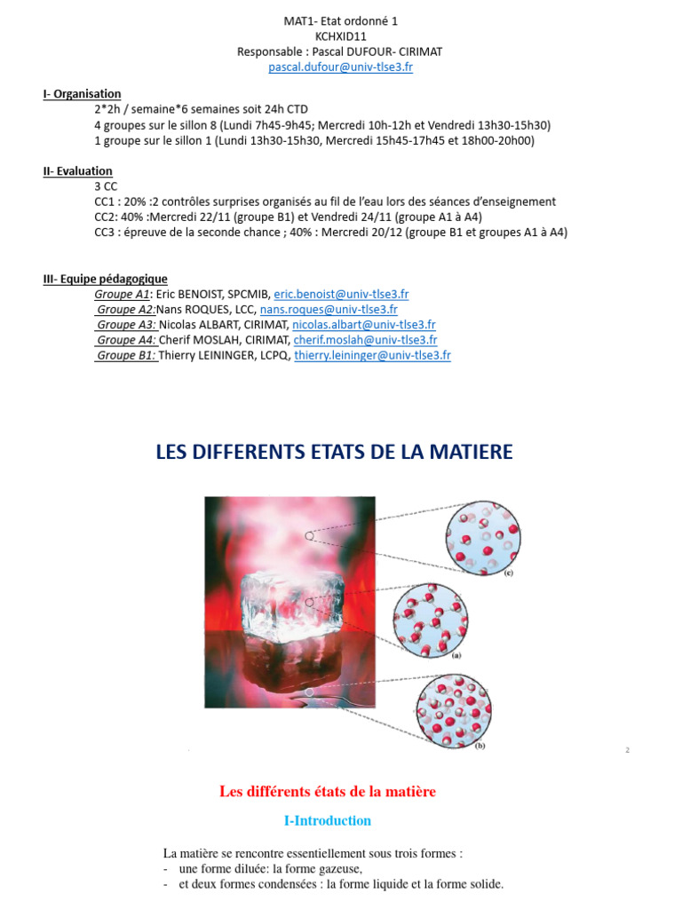 Les états de la matière expliqués | PDF | Matériaux | Chimie