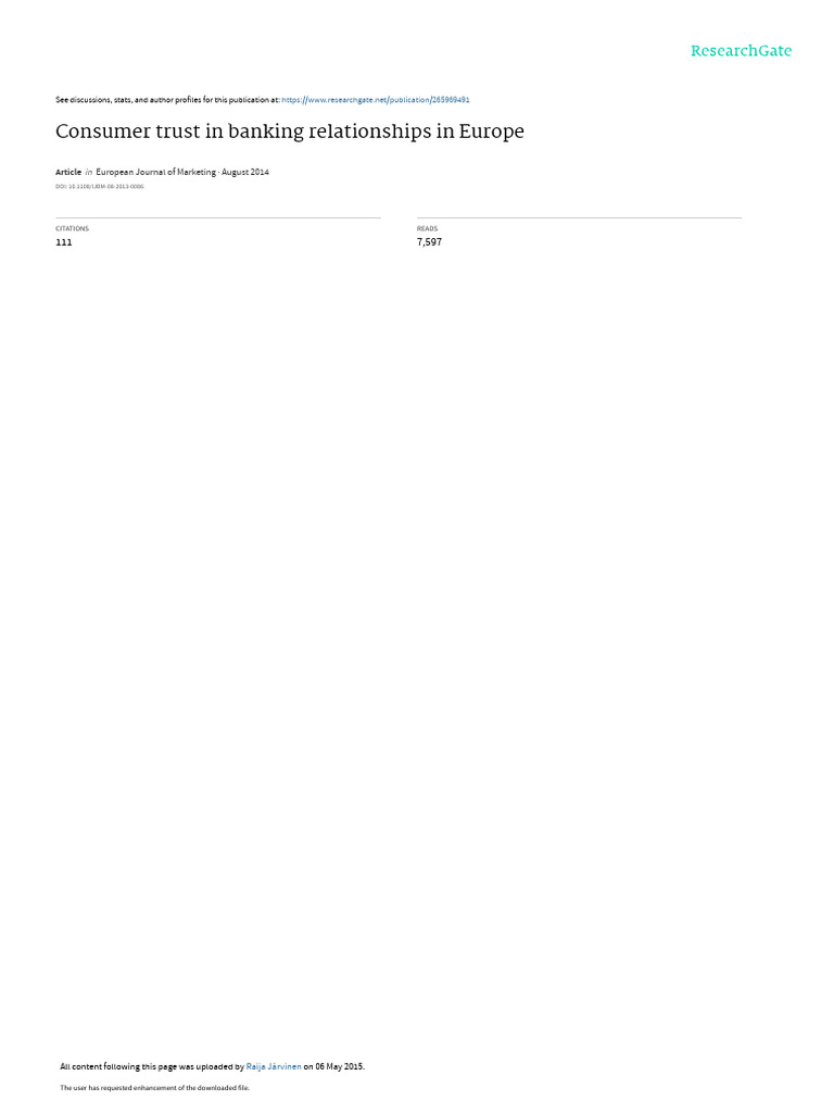 Consumer Trust in European Banking | PDF | Survey Methodology ...