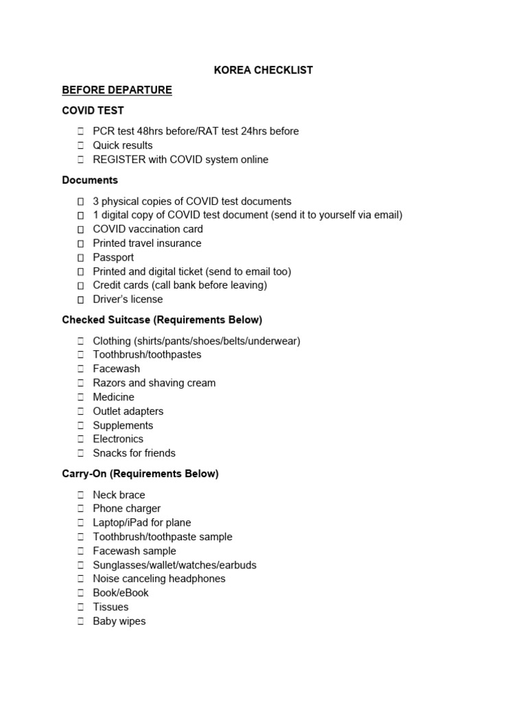 Korea Checklist | PDF