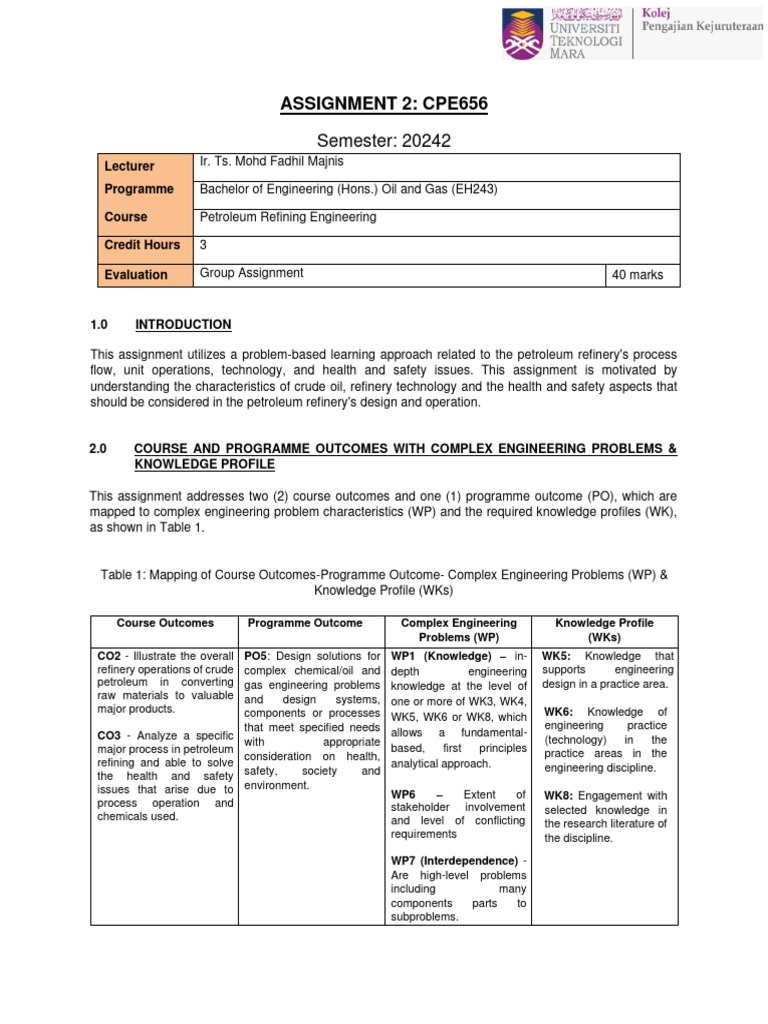 Petroleum Refining Engineering Assignment Pdf Oil Refinery Petroleum