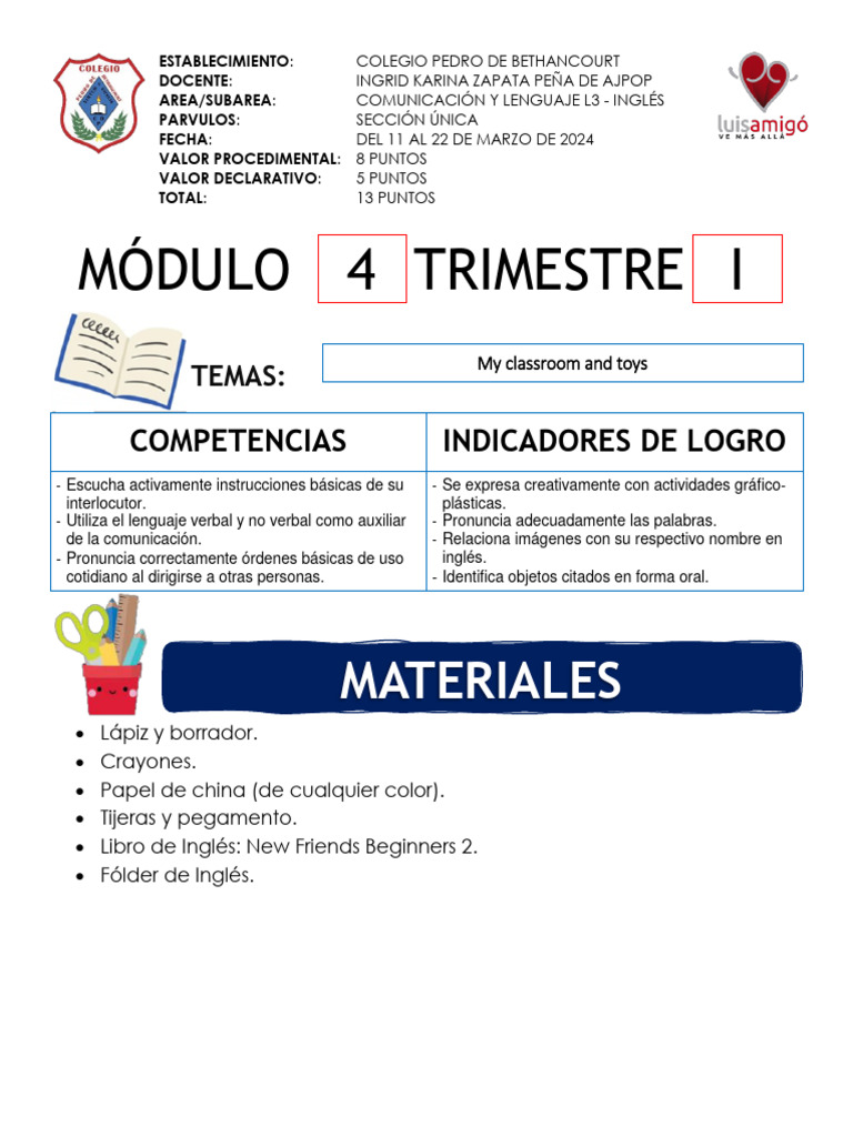 Módulo 4 Trimestre I: Materiales | PDF | Artes del Lenguaje y Comunicación