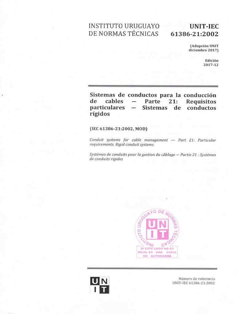 Unit - Iec 61386-21 2002 | PDF