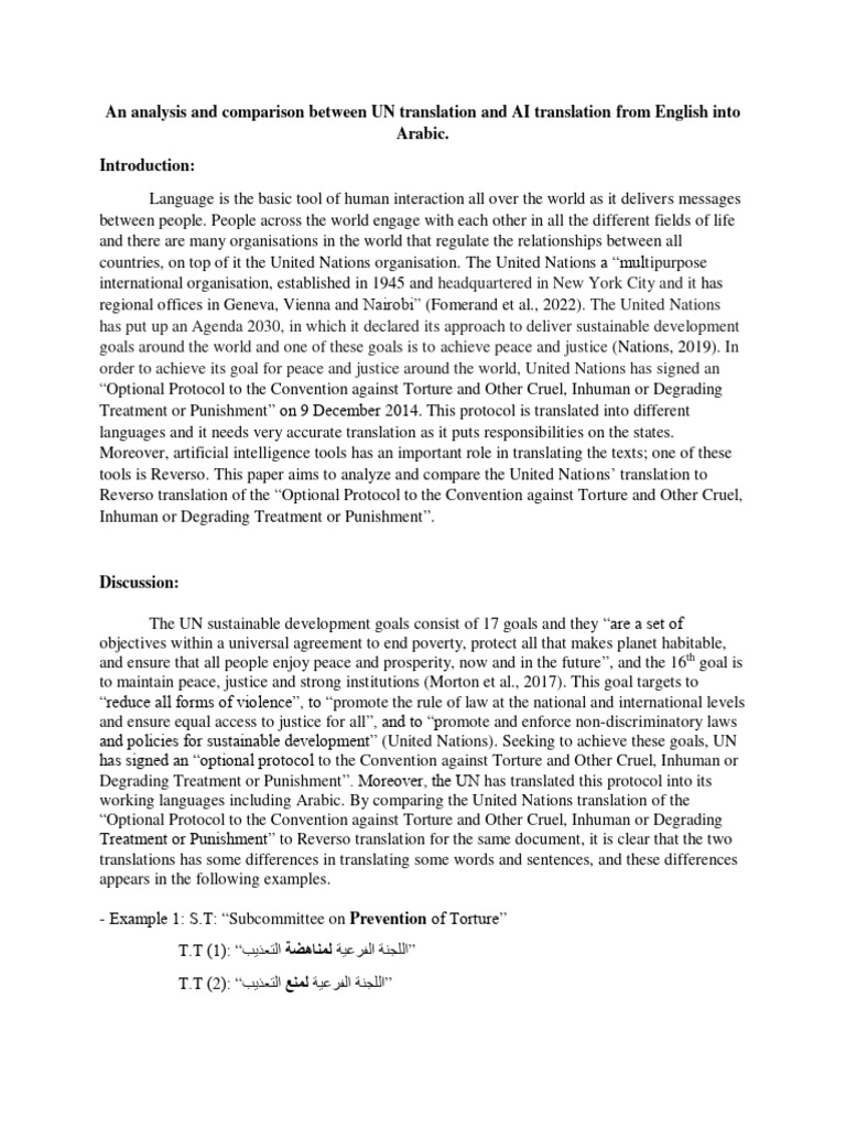 An Analysis and Comparison Between UN Translation and AI Translation ...