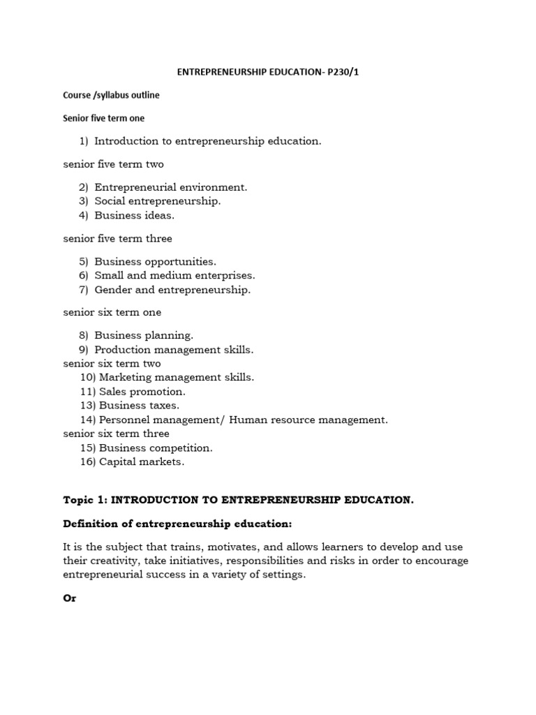 Entrep - Notes Edited One | PDF | Entrepreneurship | Employment