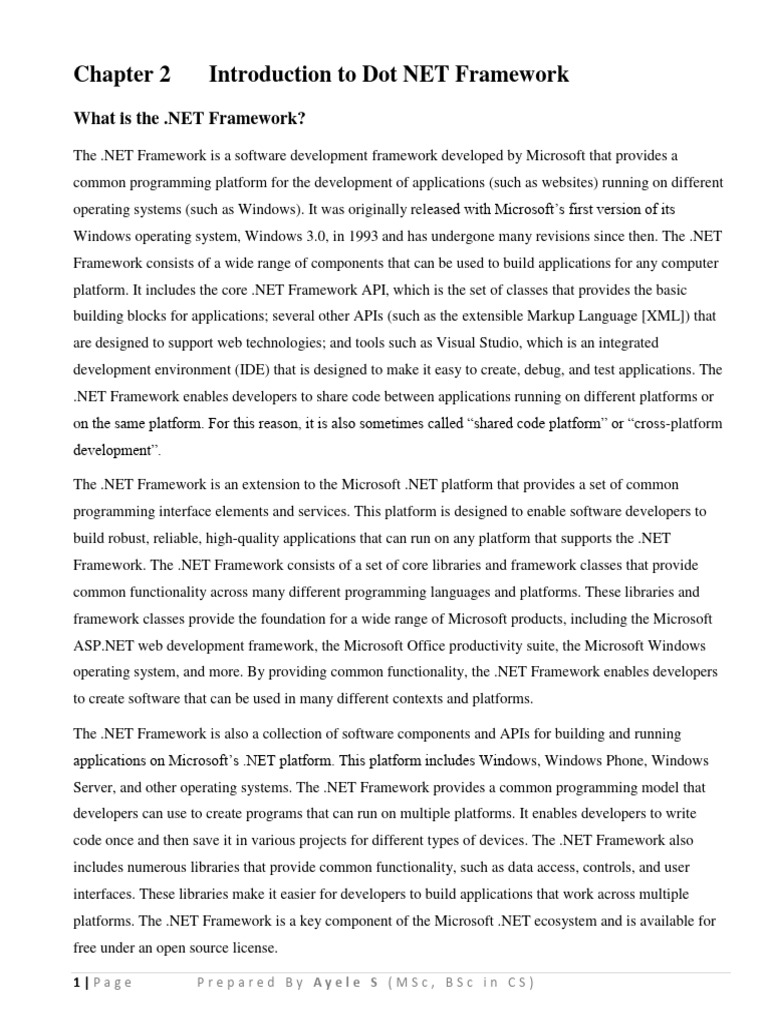Chapter 2 Dot Net Framework Pdf Framework Cross Platform
