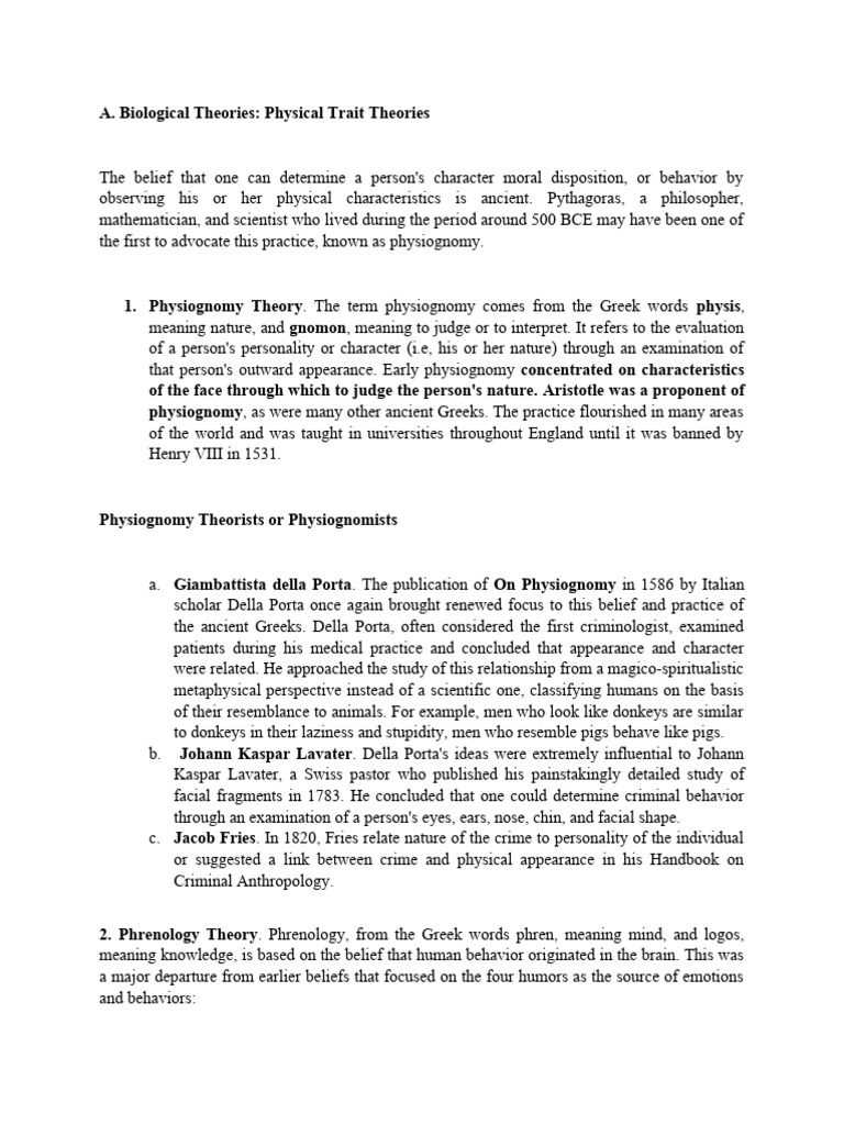 Biological Theories of Crime and Behavior | PDF | Physiognomy ...