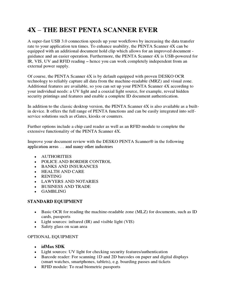 4X - The Best Penta Scanner Ever: Standard Equipment | PDF | Image ...