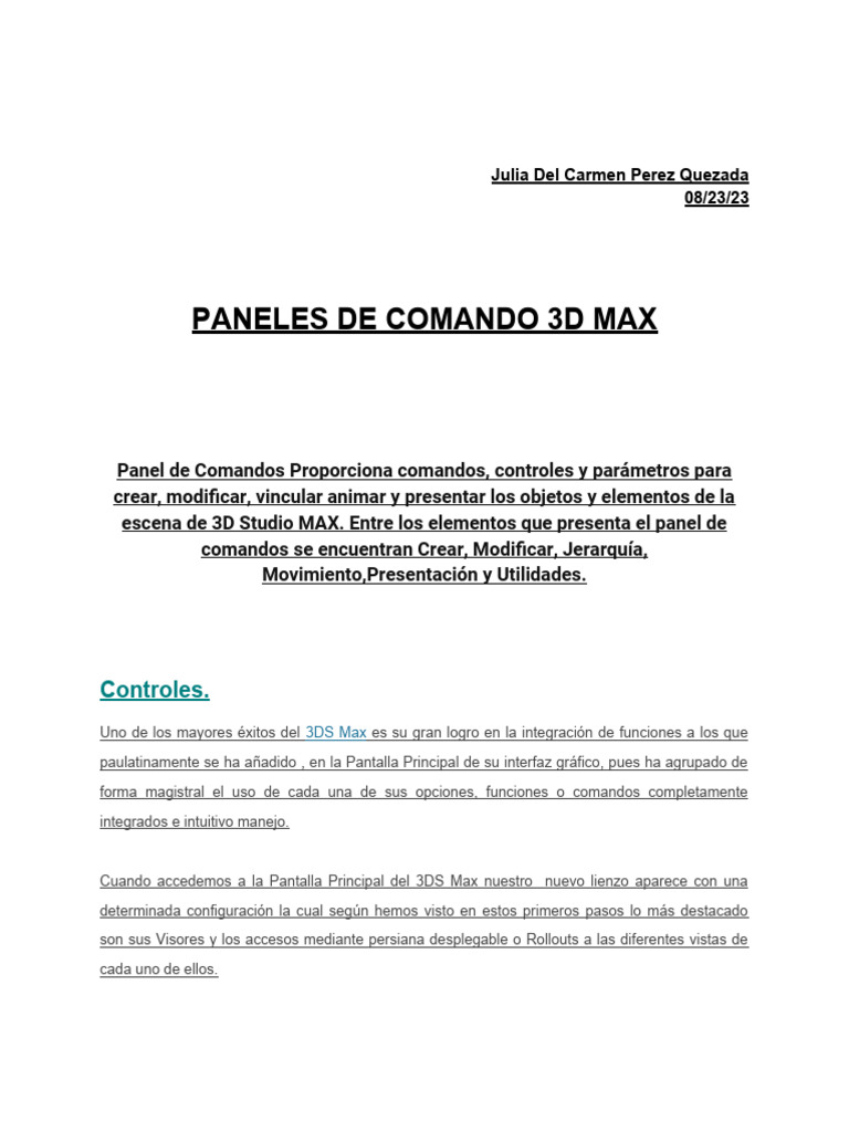 Paneles de Comando 3D Max | PDF | Menú (Computación) | Autodesk 3ds Max