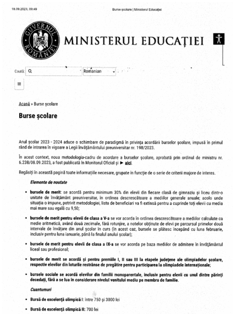 Burse 2023-2024 | PDF