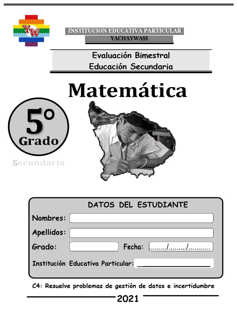 Mat5-Evaluacion Bimestral C4 | PDF | Probabilidad | Matemáticas Aplicadas