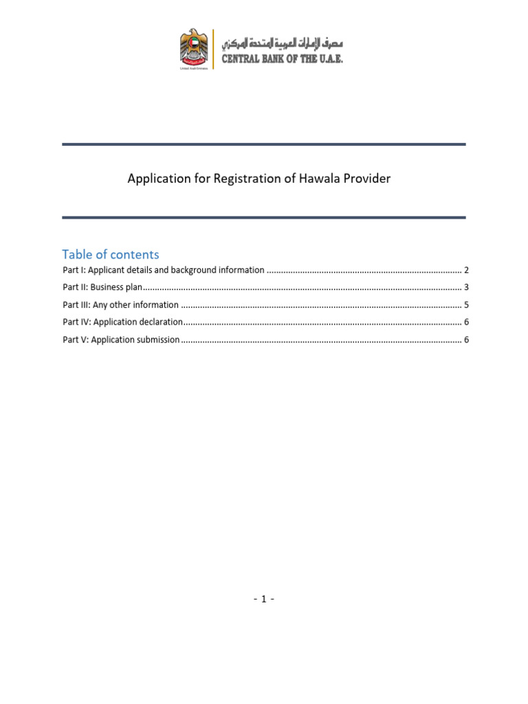 Application For Registration of Hawala Provider - 0 | PDF | Regulatory ...