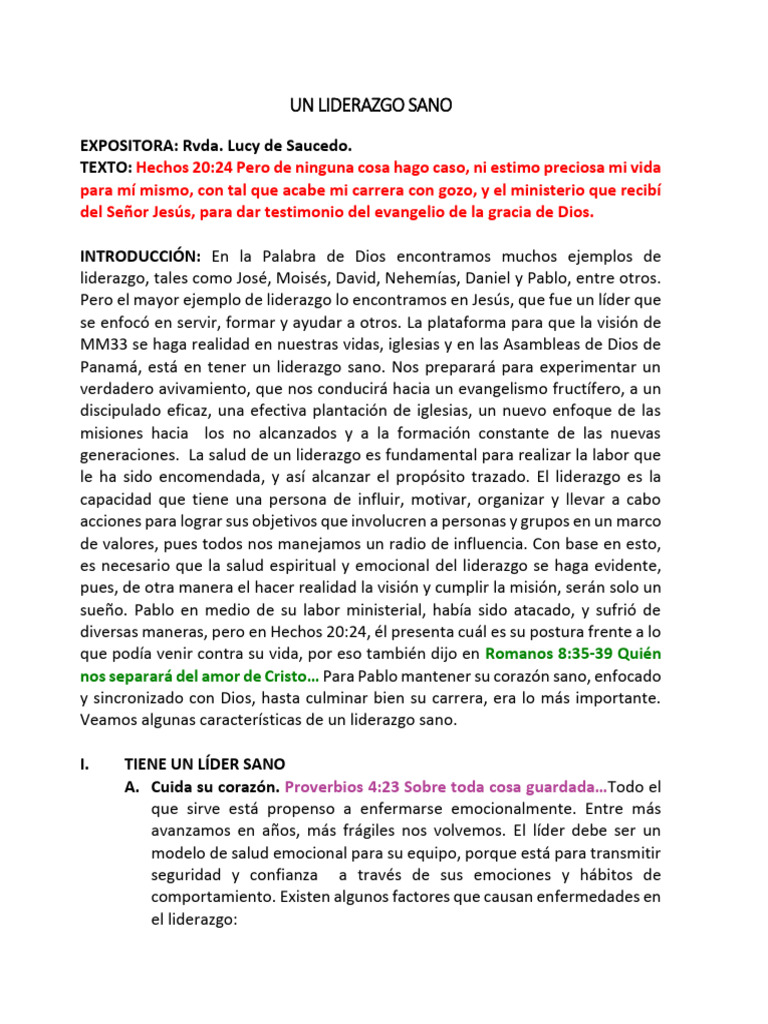 Un Liderazgo Sano | PDF | Liderazgo | David