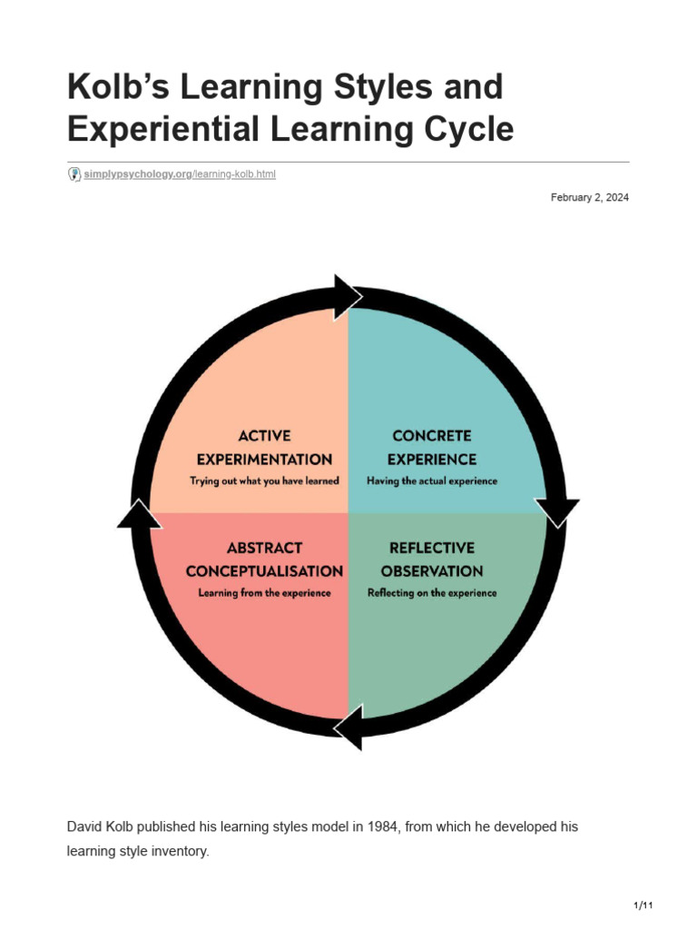 Kolb's Experiential Learning Theory | PDF | Learning Styles | Learning