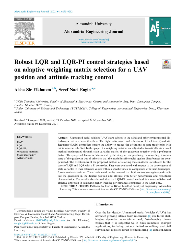 Robust LQR and LQR-PI Control Strategies Based | PDF | Control Theory | Matrix (Mathematics)
