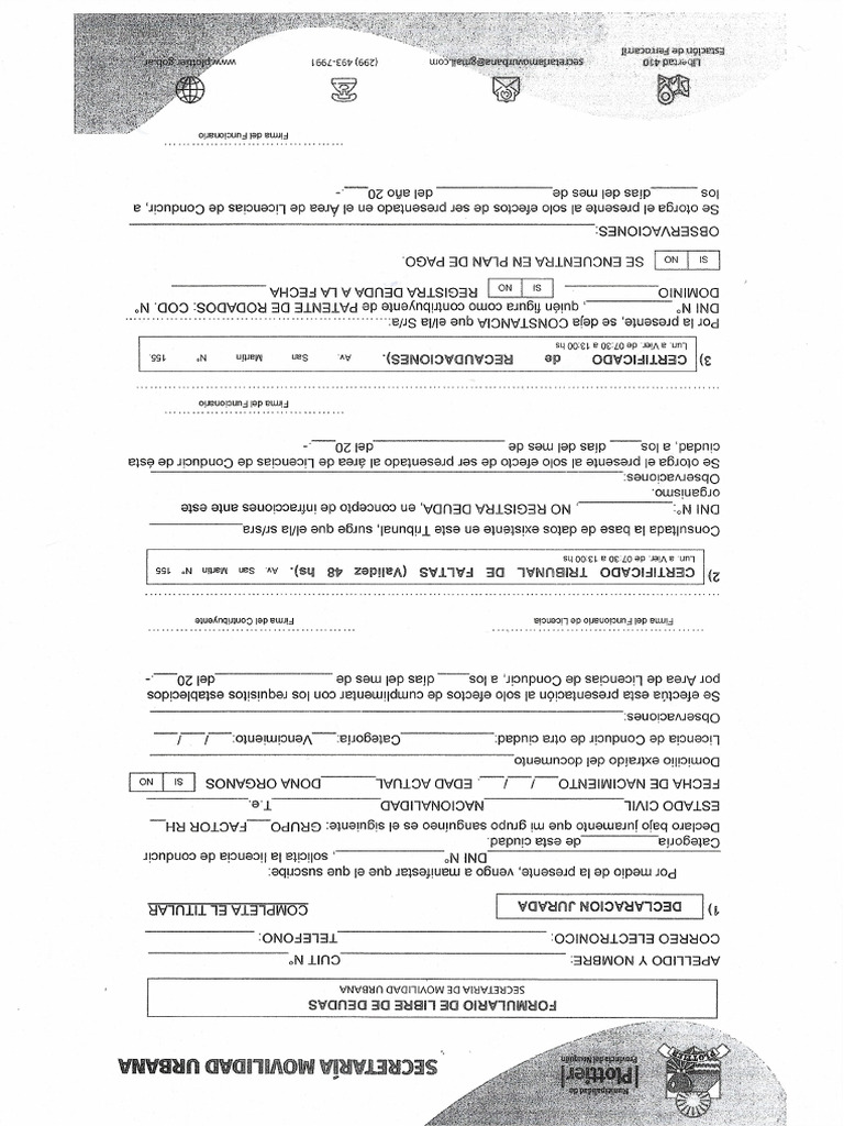 Formulario Libre Deudas Carnet | PDF