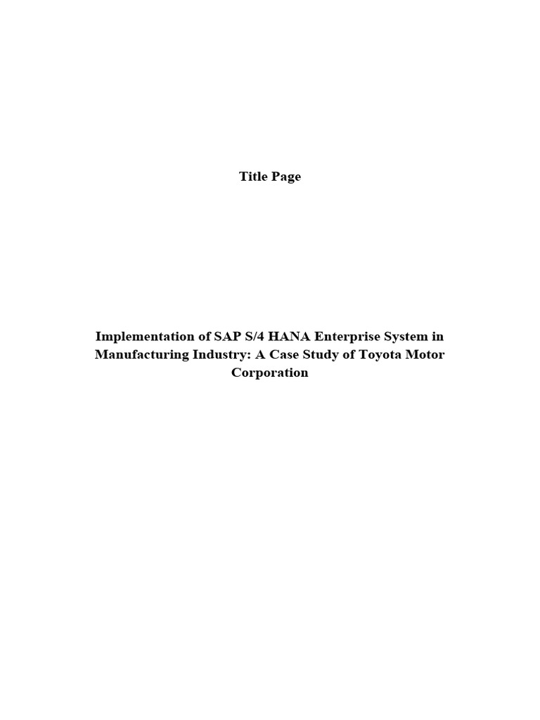 Toyota's SAP S/4 HANA Implementation Case Study | PDF | Computer ...