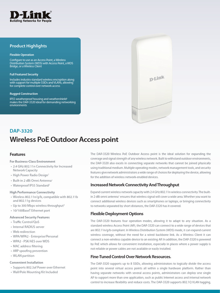 d-link-dap-3320-outdoor-access-point | PDF | Wi Fi | Wireless Access Point