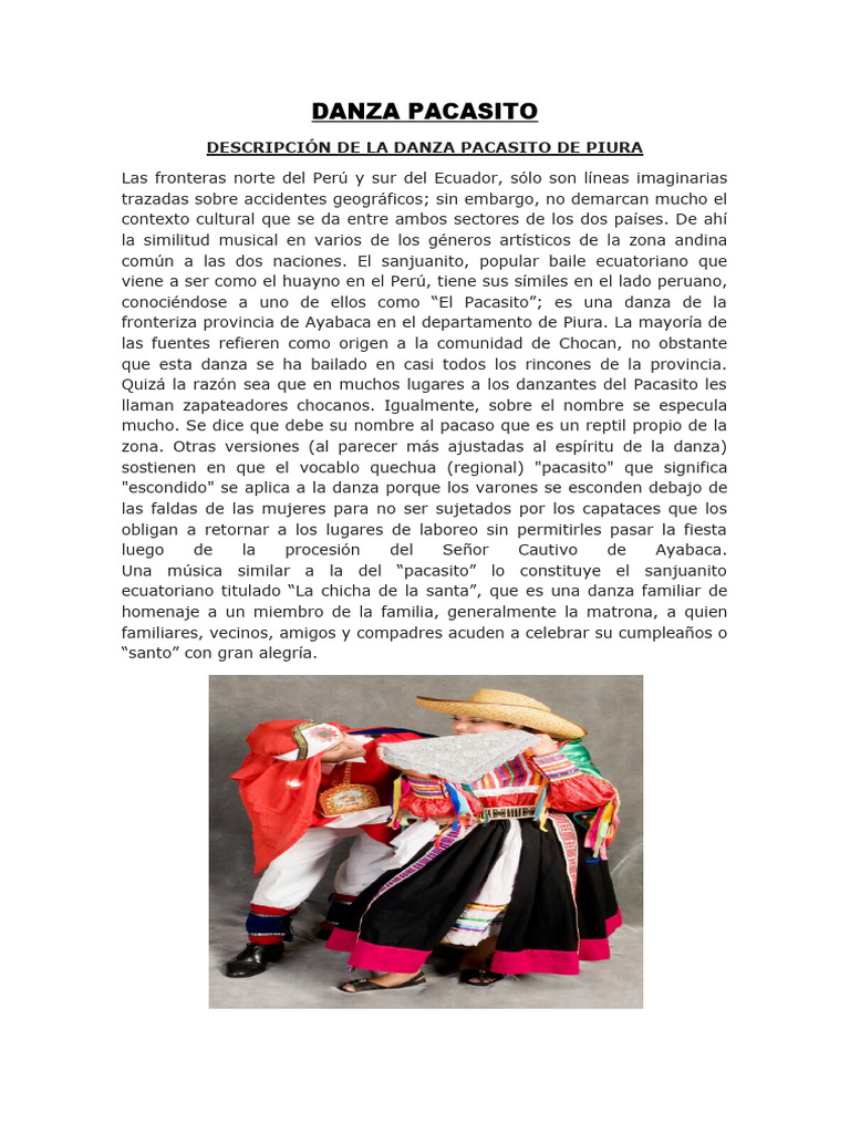 Danza Pacasito: Tradición de Piura | PDF | Perú | Bailes
