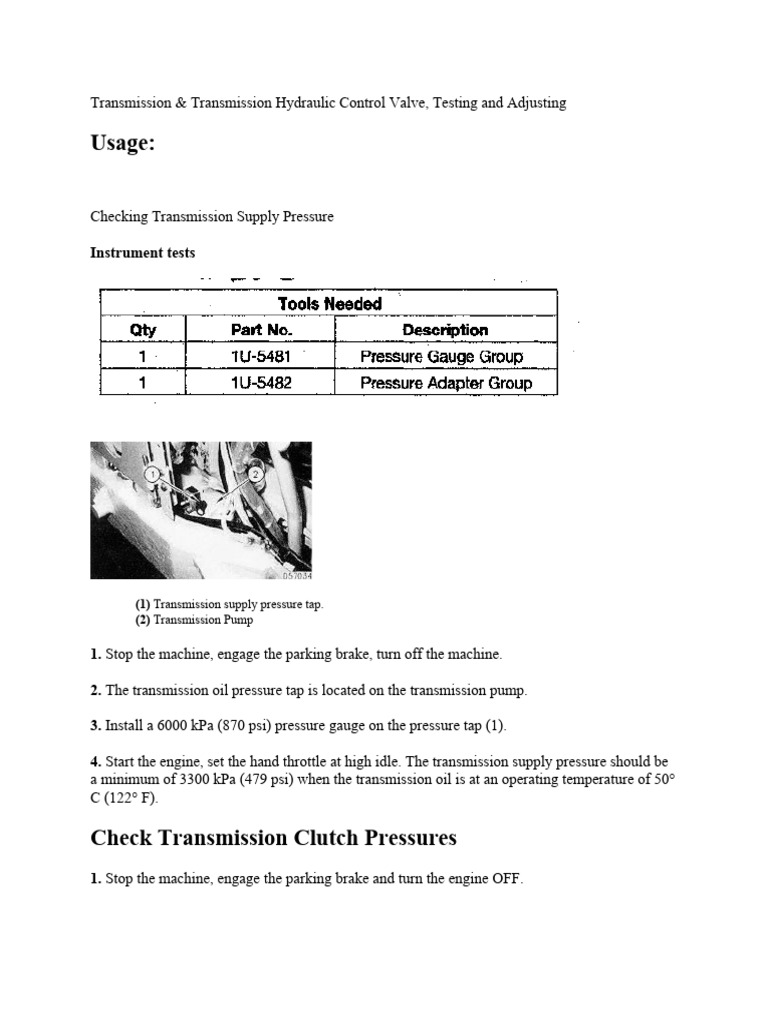 Transmission Control Valve Testing Guide | PDF | Clutch | Pressure
