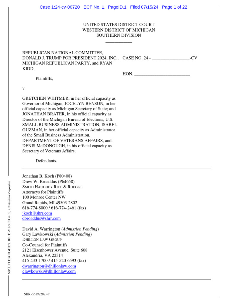 gov.uscourts.miwd.112285.1.0 | PDF | Voting Rights Act Of 1965 | Republican National Committee