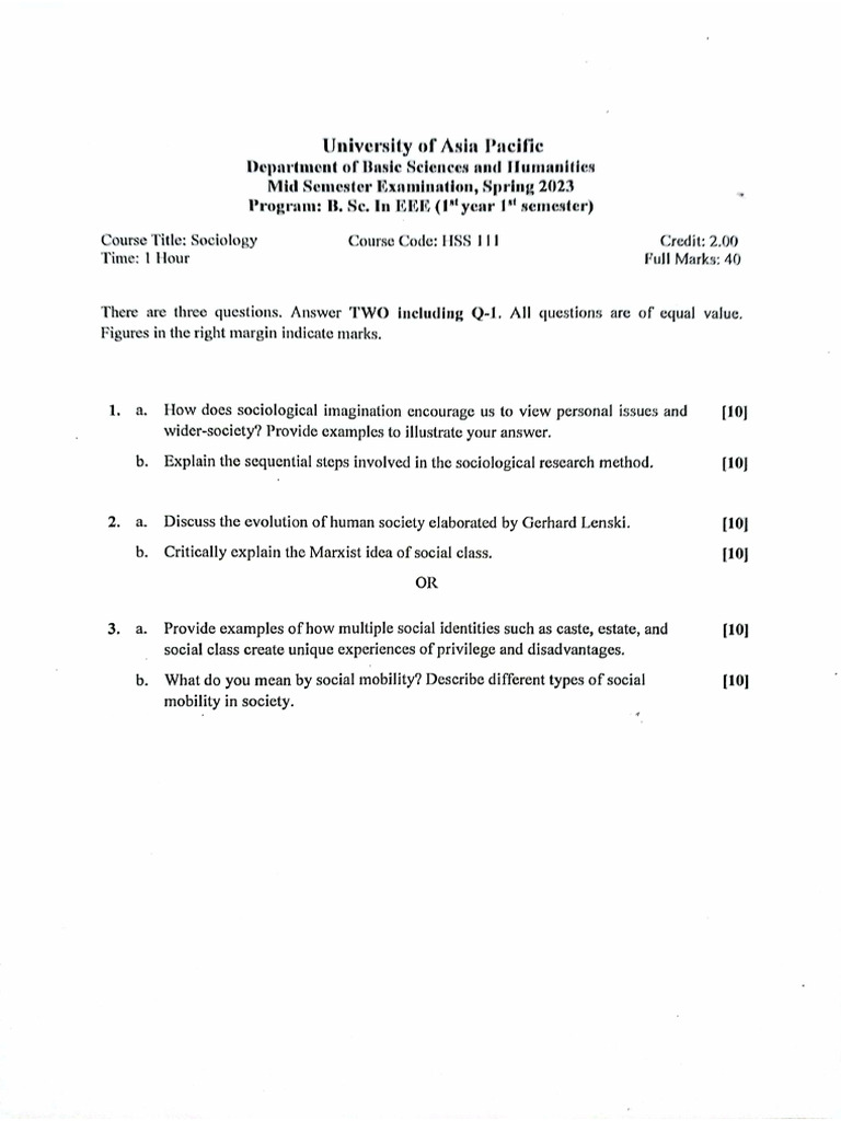 HSS 111 Mid Question | PDF