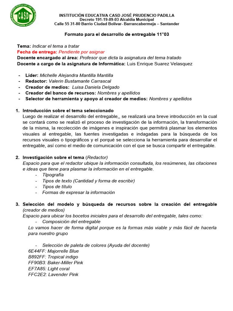 01 - Area - Tema - Grupo - Tipo de Entregable Luisa | PDF | Comunicación humana | Informática