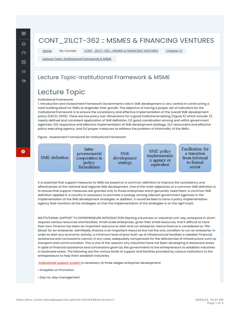 Lecture Topic-Institutional Framew | PDF | Small And Medium Sized ...