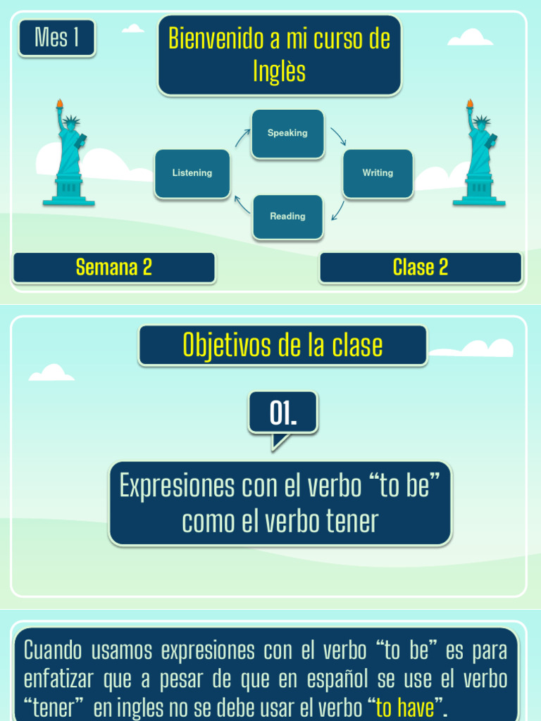 Semana 2 Clase 2 (Expresiones Con El Verbo To Be, Como El Verbo Tener ...