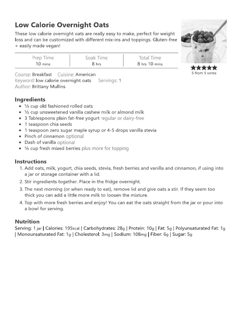 Overnight Oats | PDF